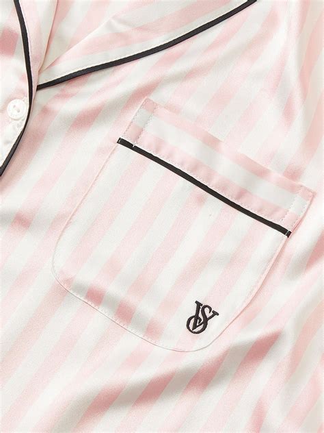 Pink Iconic Stripe Satin Short Pyjama Set Victorias Secret Uk