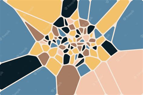 Voronoi 모자이크 패턴 다채로운 다이어그램 기하학적 타일 질감 배경 돌 질감 프리미엄 벡터