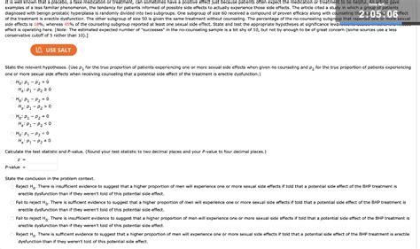 Solved Side Effects Is 18 Whereas 45 Of The Counseling Chegg Com
