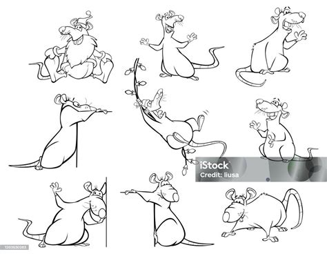 당신이 디자인 및 컴퓨터 게임을위한 귀여운 만화 캐릭터 쥐의 벡터 일러스트 레이션 색칠하기 책 윤곽선 세트 쥐에 대한 스톡 벡터 아트 및 기타 이미지 Istock