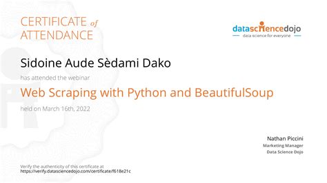 sidoine aude sèdami dako s certificate data science dojo