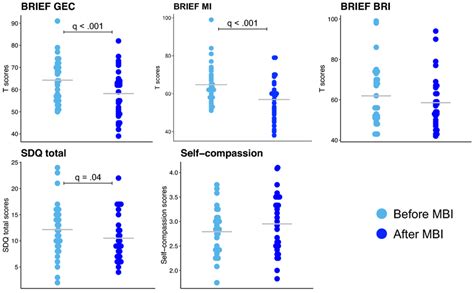 Neurobehavioural Scores Before And After Mbi Paired Sample T Tests Was