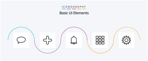 Basic Ui Elements Line 5 Icon Pack Including Gear Squares Alert Shape Web 19680402 Vector