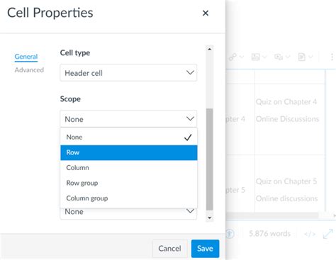 make tables accessible with header columns and rows