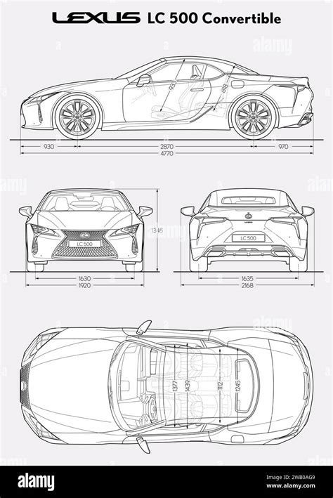 Lexus Lc Convertible 2023 Car Blueprint Stock Vector Image And Art Alamy