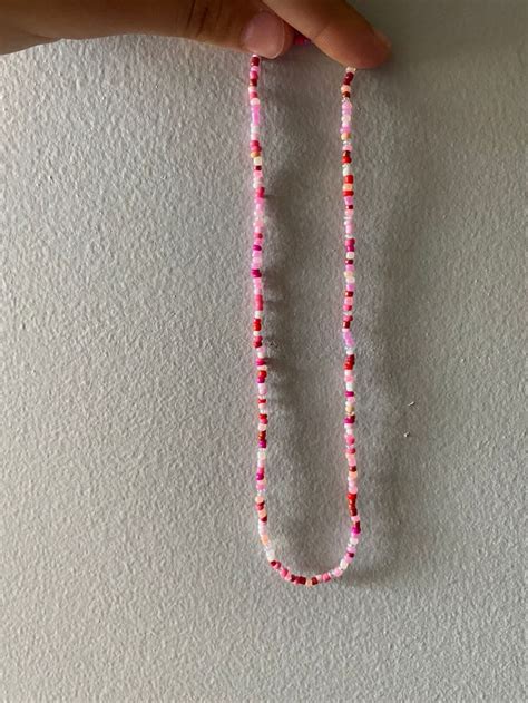 Multi Toned Pink Seed Bead Necklace Pink Bead Necklace Armband Diy