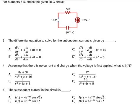 Answered For Numbers 3 5 Check The Given Rlc Bartleby