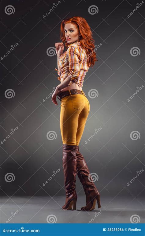Fashion Shot Of Redhead Woman Stock Photo Image Of Clothes Style