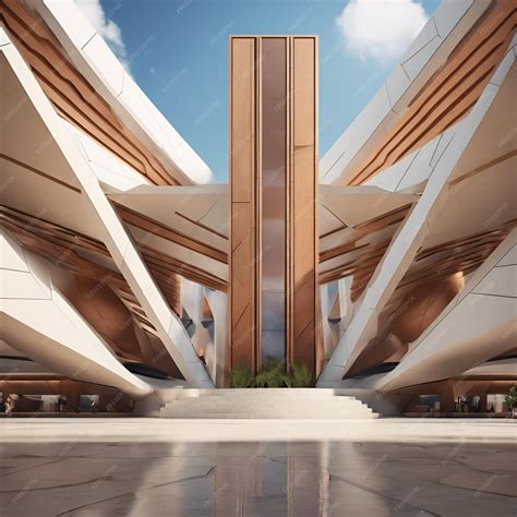 Premium Photo Depict The Architectural Symmetry Of A Modern Plaza