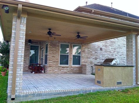 Patio Cover With Brick Columns And Outdoor Kitchen Hhi Patio Covers