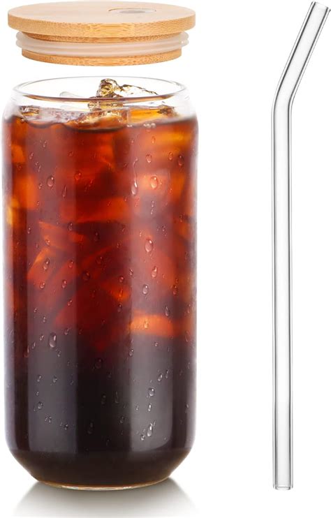 Renococo Can Shape Glass Cups With Glass Straw18 Oz Can
