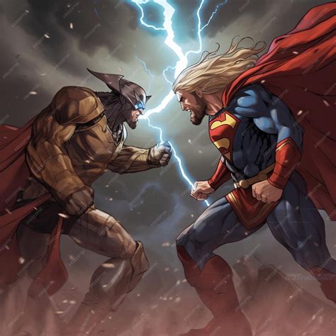Premium Photo A Comic Illustration Of Two Superheroes Fighting Over