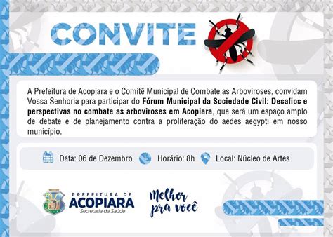 Blog do Wilson Filho ACOPIARA CONVITE COMBATE ÀS ARBOVIROSES