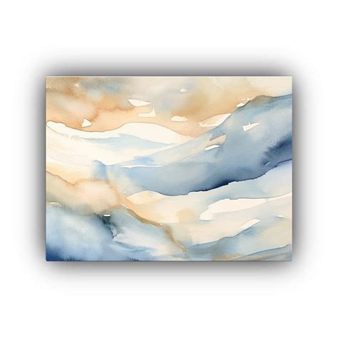 Cuadro Decorativo Abstracto Azul Y Beige Para Ambiente Tranquilo