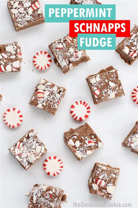 3 Ingredient Peppermint Schnapps Fudge Topped With Candy Canes