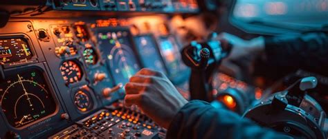 Pilots Hands On An Aircraft Cockpit Controls Premium Ai Generated Image