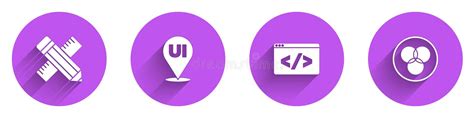 Set Crossed Ruler And Pencil Ui Or Ux Design Front End Development