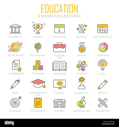 Collection Of Education Thin Line Icons Stock Vector Image And Art Alamy