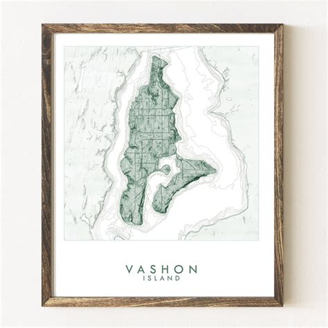 Vashon Map Hand Drawn Topographic Map Washington Bathymetric Map