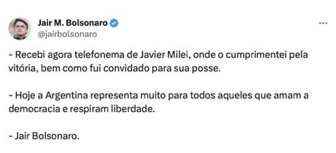 Javier Milei habló con Jair Bolsonaro y le hizo una interesante