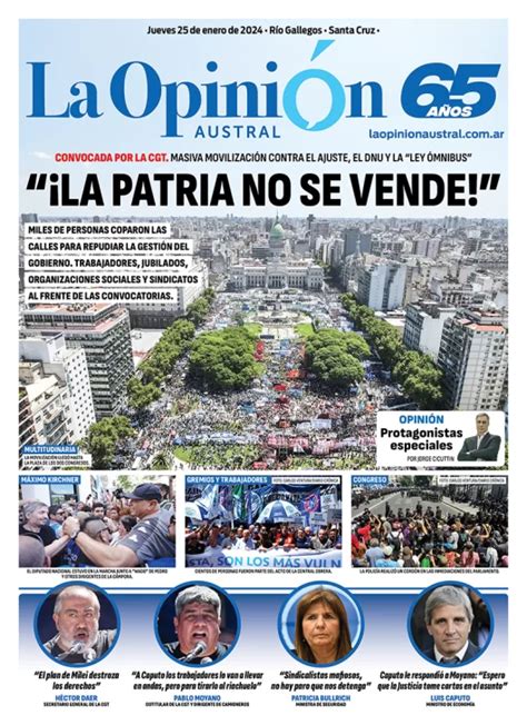 Tapa Especial De La Opinión Austral Cobertura Especial Del Paro Del 24