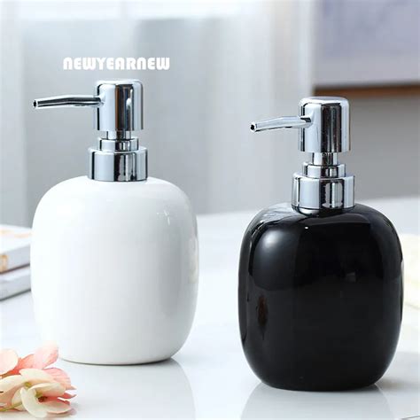 Newyearne 360ml Latex Bottles Ceramic Hand Washing Liquid Bottles Hotel
