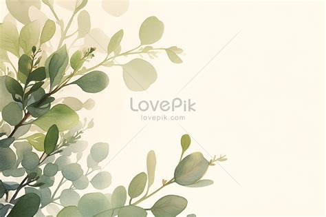 녹색 잎이 많은 식물의 수채화 그림 일러스트 무료 다운로드 Lovepik