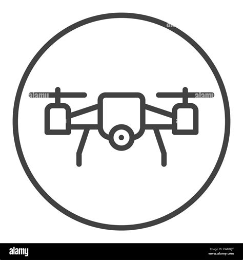 Drone Inside Circle Vector Quadrotor Concept Linear Round Icon Or