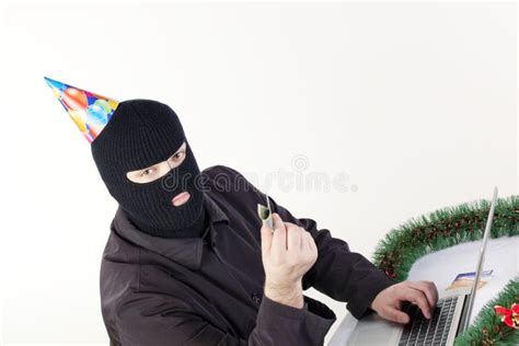 Man Stealing Data From A Laptop Stock Image Image Of Espionage