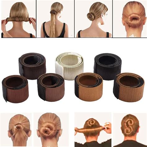 7pcs Women Girls Hair Styling Donut Former Foam French Twist Magic Diy Tool Bun Maker Tools Bun