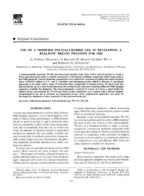 Pdf Use Of A Modified Polysaccharide Gel In Developing A Realistic