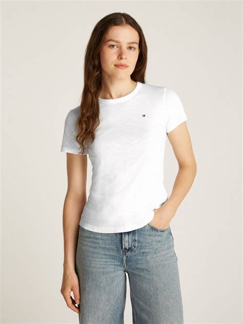 Tommy Hilfiger Rundhalsshirt 1985 Slim Slub C Nk Ss Mit Logostickerei