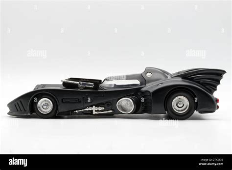 Batman Batmobile Model Replica From 1989 Batman Movie Side View Stock