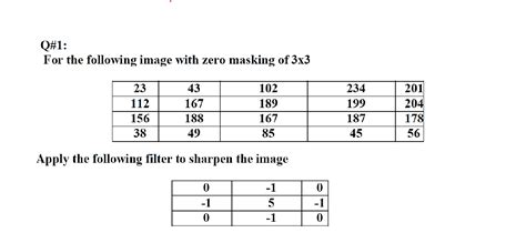 Solved Q1 For The Following Image With Zero Masking Of