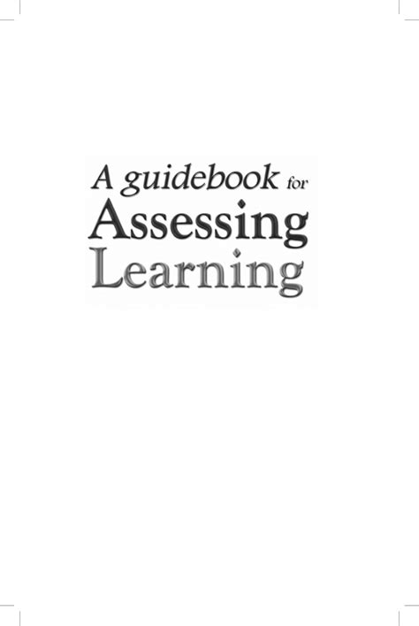 Pdf “a Guidebook For Assessing Learning”