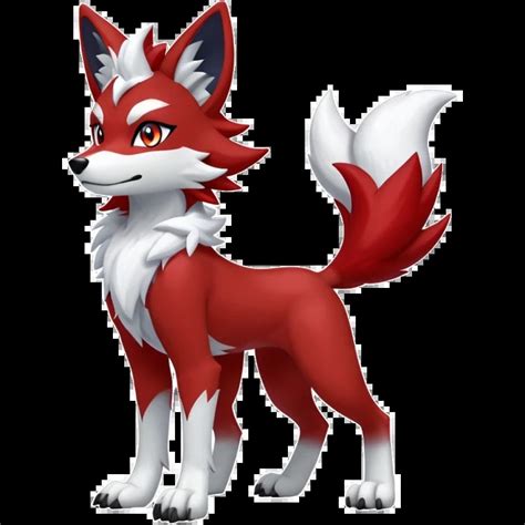 Shiny Red Anthro Furry Lycanroc Midnight Form Full Body Emoji Ai