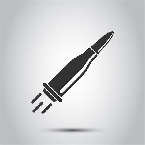 Premium Vector Cartridges Icon In Flat Style Bullet Ammunition Symbol
