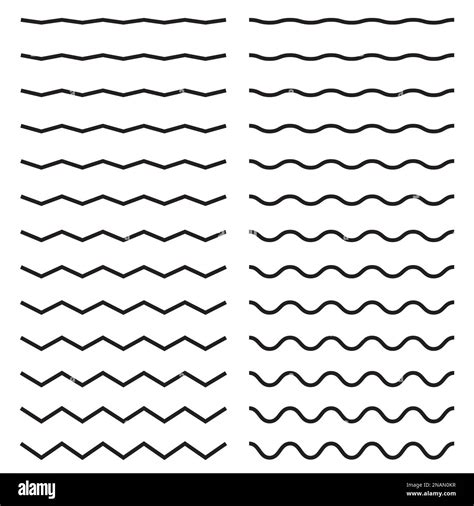 Set Of Seamless Wavy Zigzag Lines On A White Background Stock Vector Image And Art Alamy