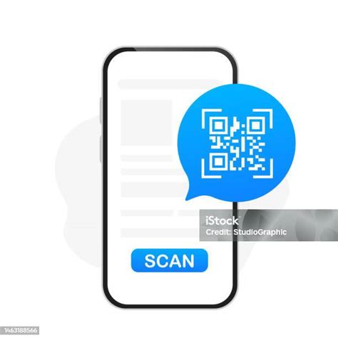 알림은 전화로 스캔 휴대 전화로 Qr 코드를 스캔합니다 바코드 벡터 그림 휴대용 통신 기기에 대한 스톡 벡터 아트 및 기타