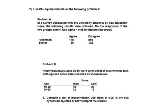 Solved Use Chi Square Formula On The Following Problems Chegg