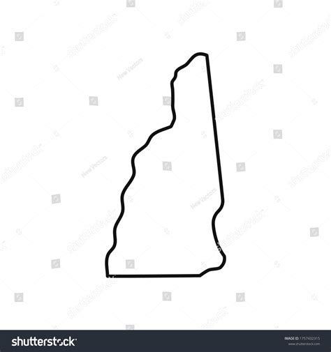 New Hampshire Map Black Outline State Stock Vector Royalty Free