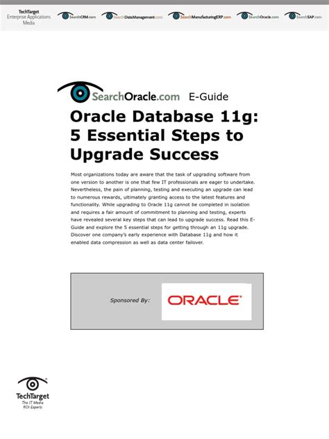 oracle database 11g 5 essential steps to upgrade success e guide pdf