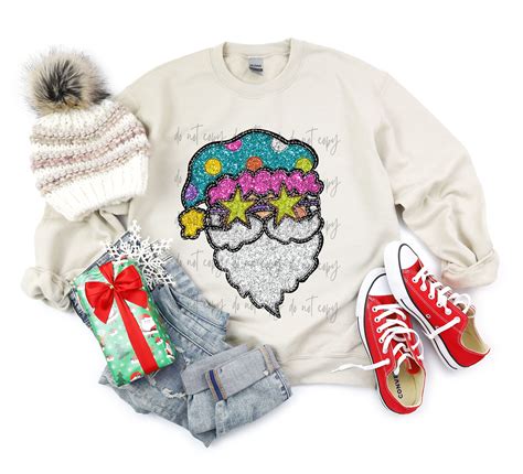 Santa Faux Glitter Appliqué Transfer Sassy Sublimation And Screen Prints