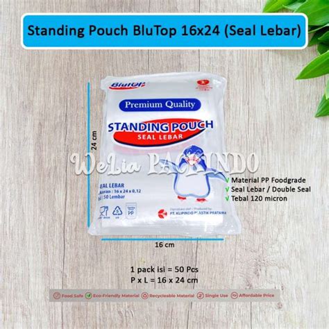 Jual Plastik Standing Pouch Blutop 16x24 Cm Seal Lebar Stp Bening