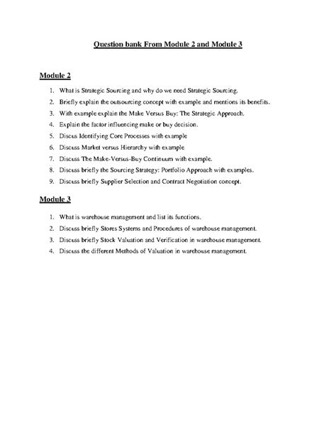 Question Bank From Module 2 And Module 3 Question Bank From Module 2