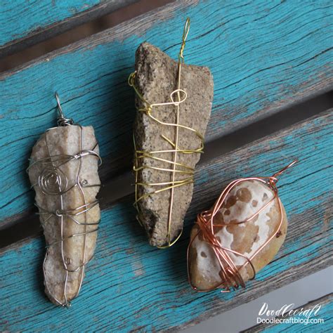 Wire Wrapped Natural Rock Pendants