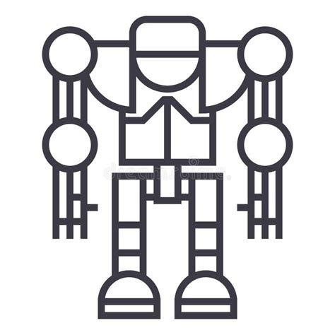 Robotdroid Vector Line Icon Sign Illustration On Background