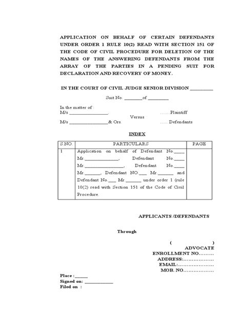 Order 1 Rule 10 Pdf Lawsuit Affidavit