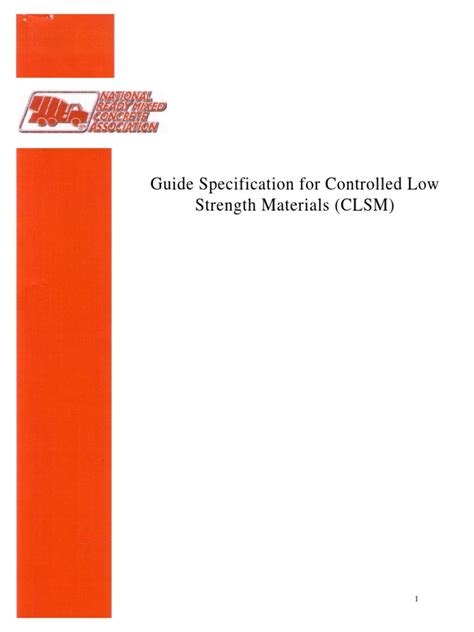 Guide Specification For Controlled Low Strength Materials Clsm Pdf