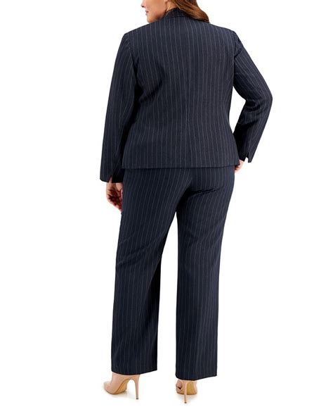 Le Suit Plus Size Pinstriped Pantsuit Macys
